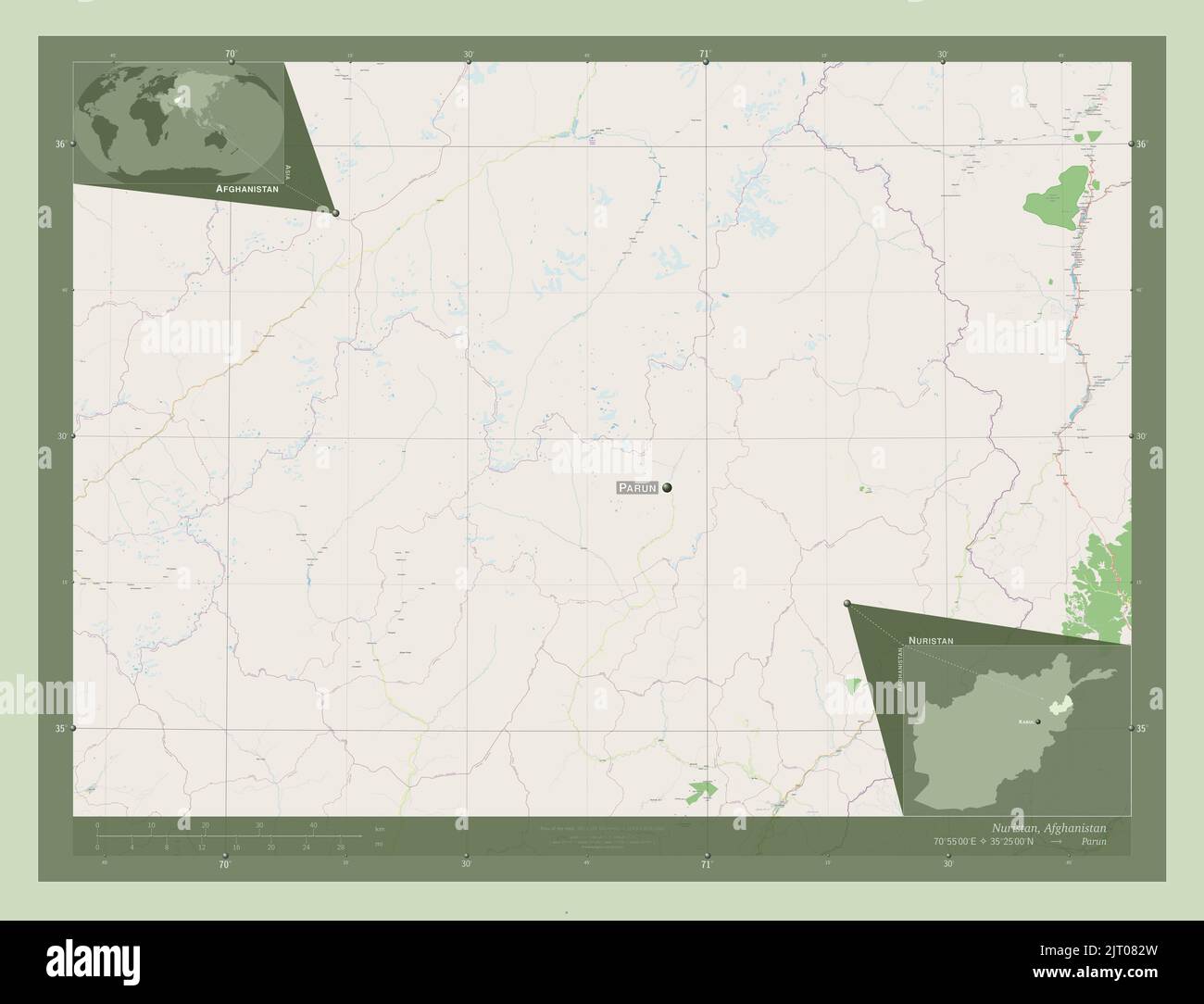 Nuristan, province of Afghanistan. Open Street Map. Locations and names ...