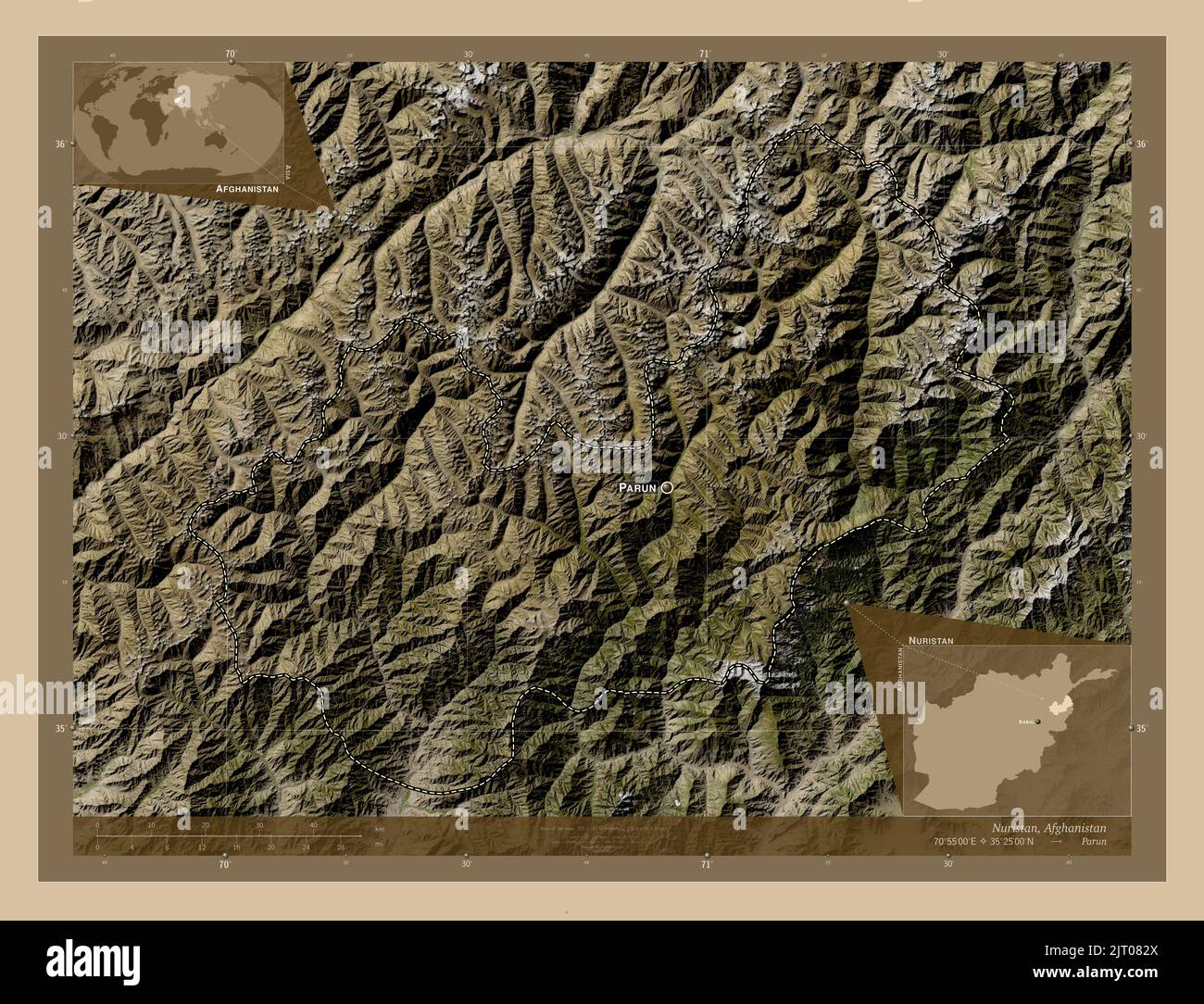 Nuristan, province of Afghanistan. Low resolution satellite map ...