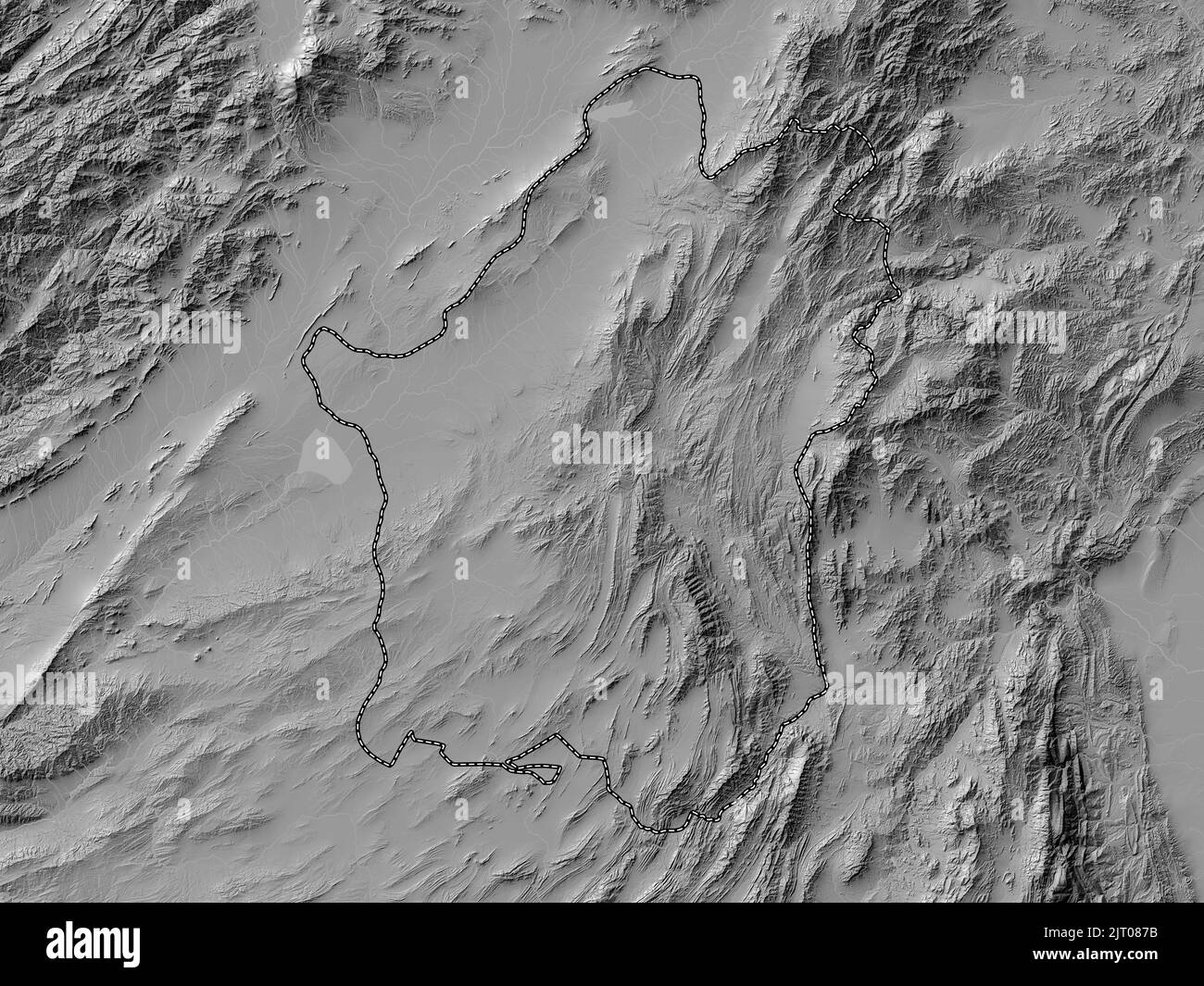 Paktika, province of Afghanistan. Bilevel elevation map with lakes and ...