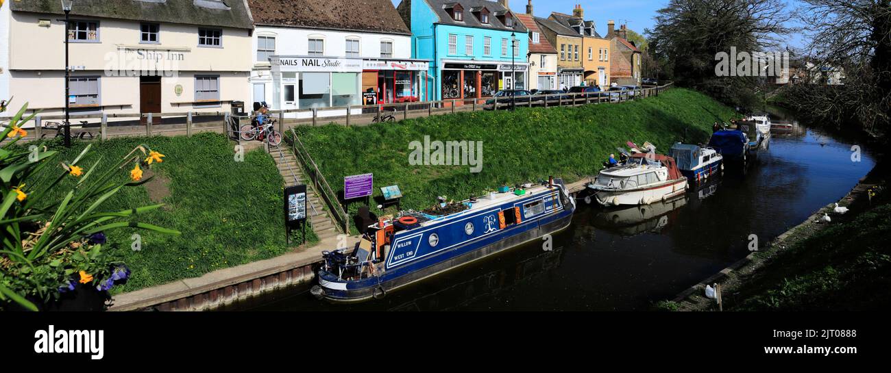 Narrowboats; river Nene; March town; Cambridgeshire; England; UK Stock ...