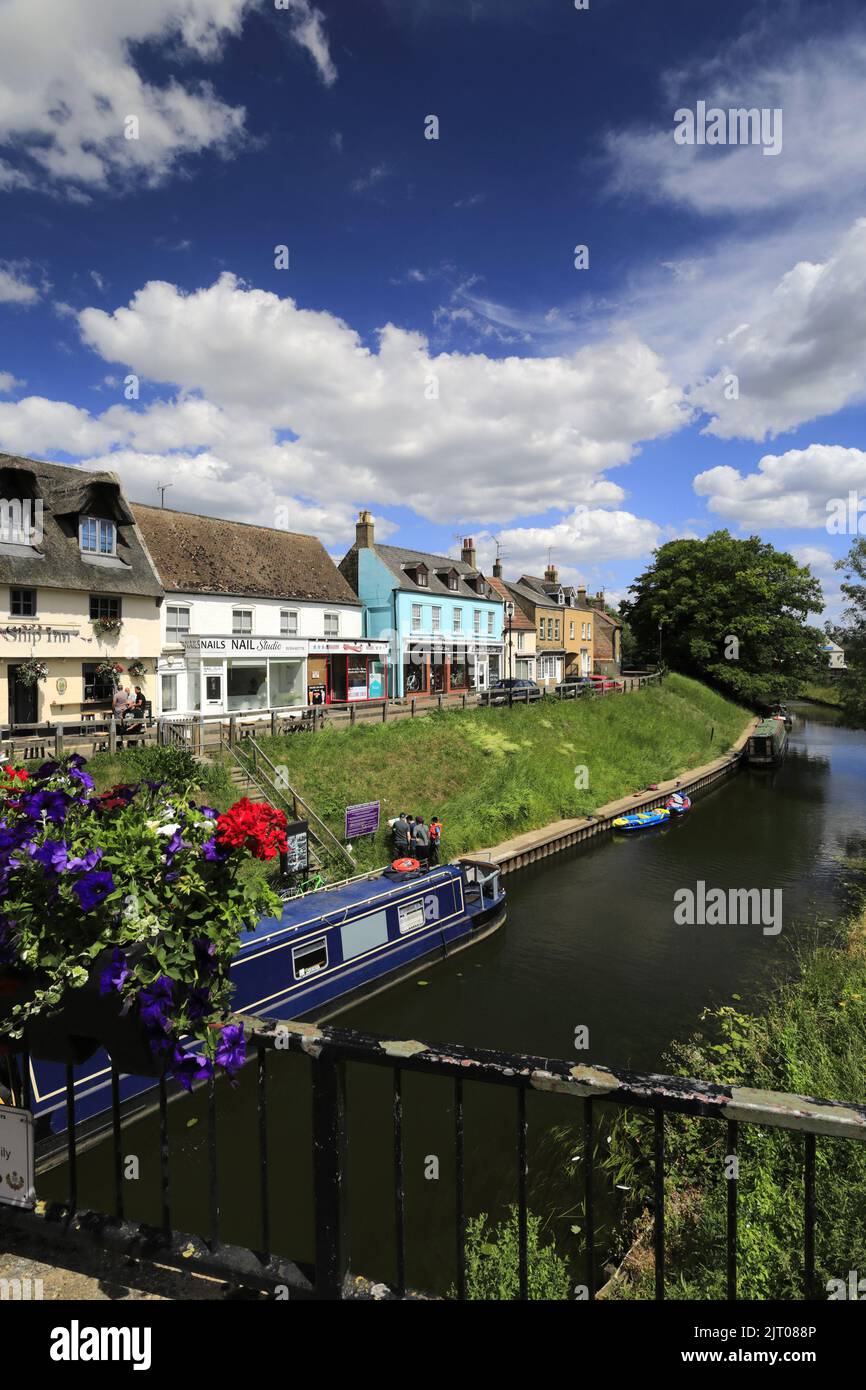 Narrowboats; river Nene; March town; Cambridgeshire; England; UK Stock ...