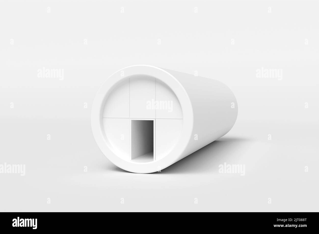 Abstract white house cylinder shape isolate on white background. Modern ...