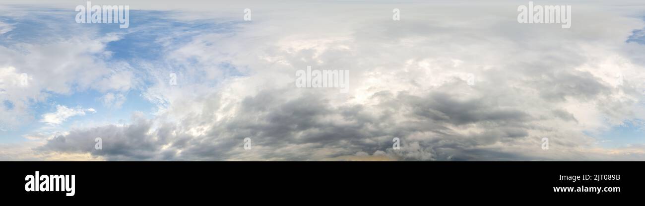 Bright sunset sky panorama with Cirrus clouds. Hdr seamless spherical ...