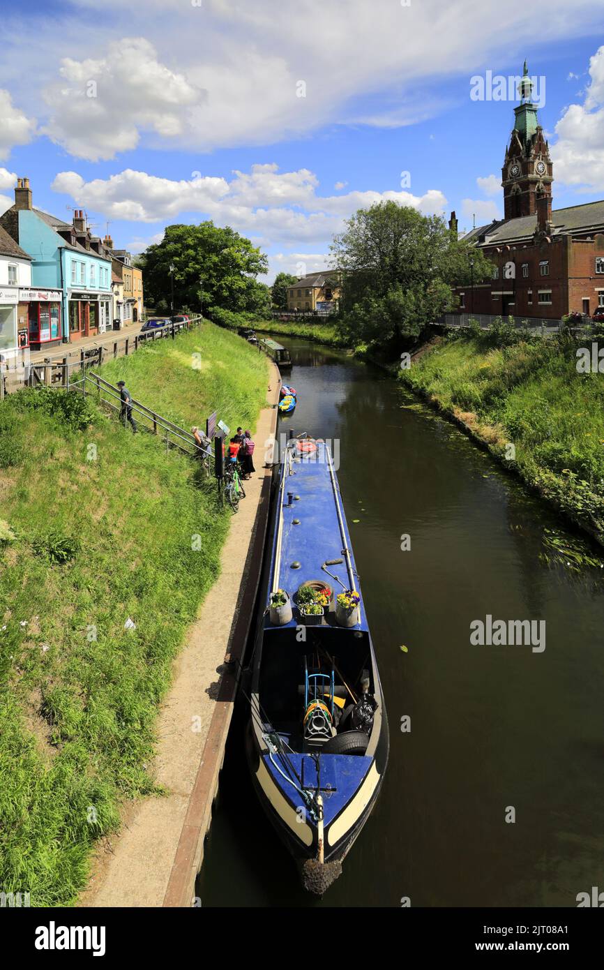 Narrowboats; river Nene; March town; Cambridgeshire; England; UK Stock ...