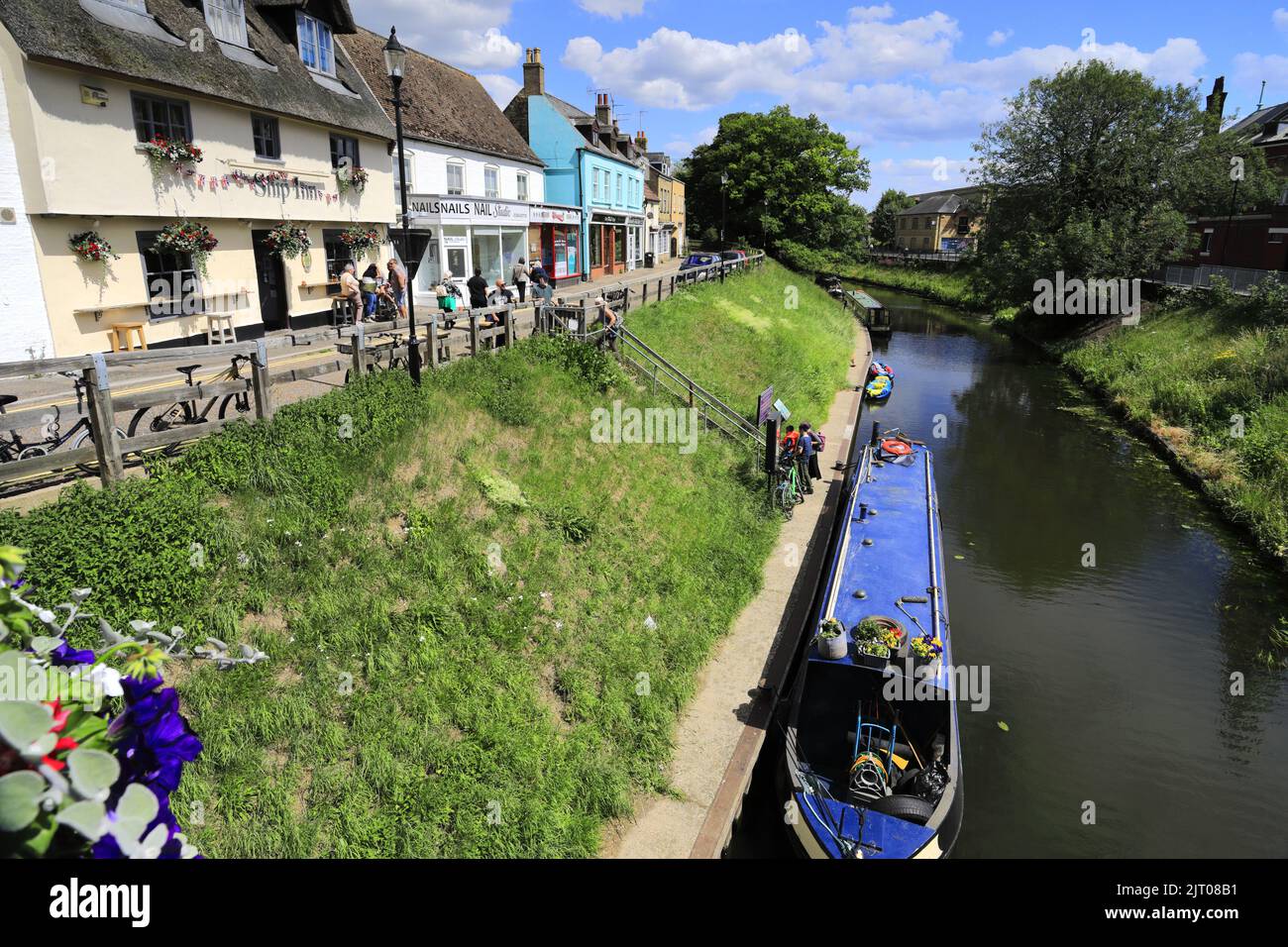 Narrowboats; river Nene; March town; Cambridgeshire; England; UK Stock ...