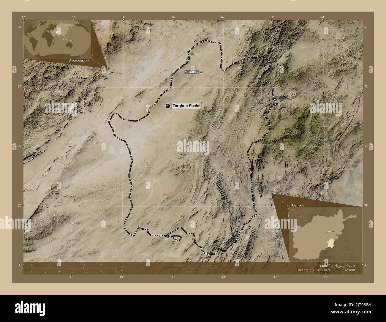 Paktika, province of Afghanistan. Low resolution satellite map ...