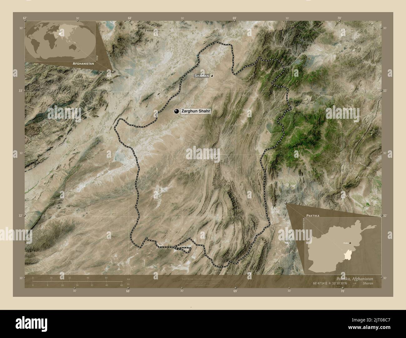Paktika, province of Afghanistan. High resolution satellite map ...