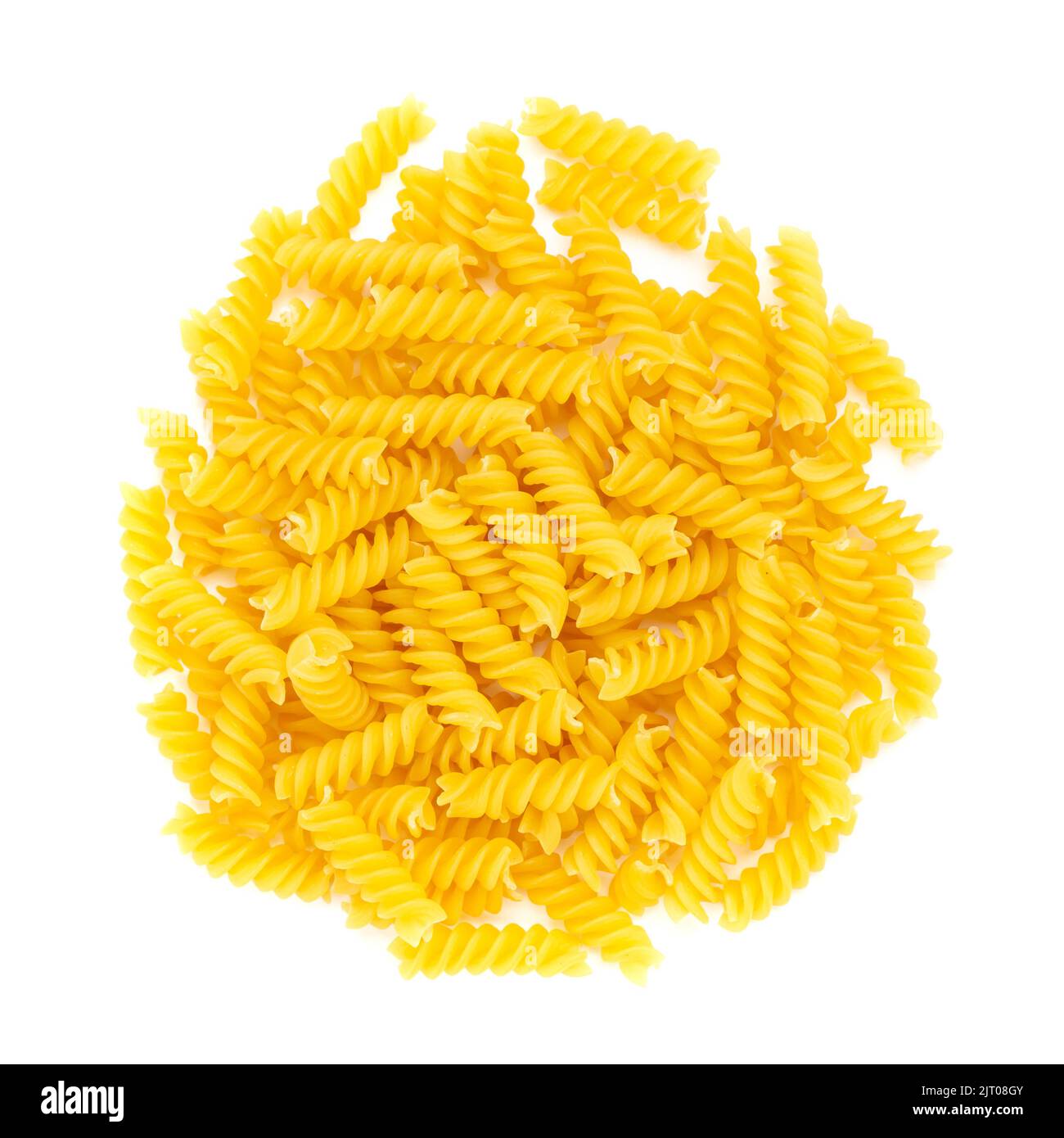 Raw pasta Fusilli isolated on white background. Raw and Dry Macaroni ...