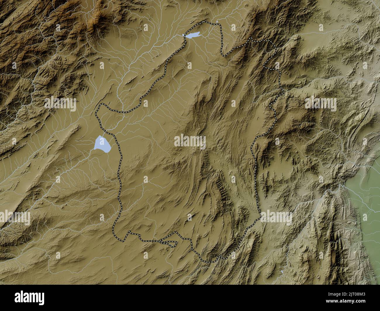 Paktika, province of Afghanistan. Elevation map colored in wiki style ...