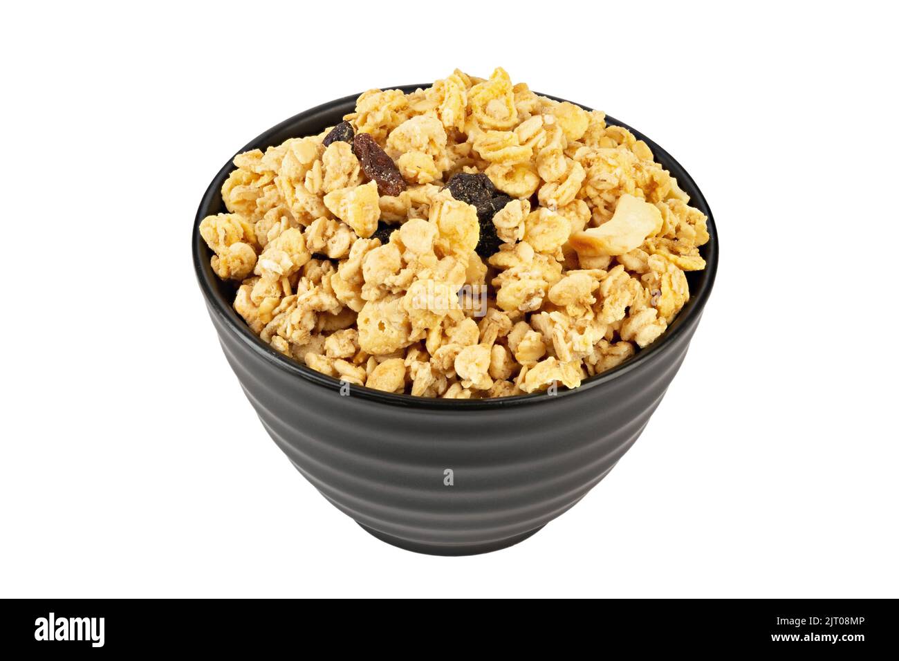 Granola bowl with raisins, nuts. Homemade crunchy granola isolated on ...