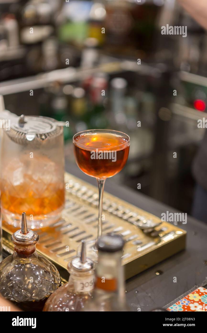 Close up on modern cocktails ready to drink Stock Photo - Alamy