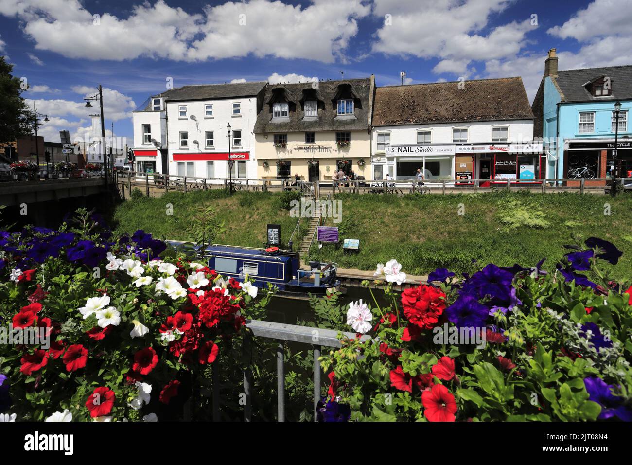 Narrowboats; river Nene; March town; Cambridgeshire; England; UK Stock ...