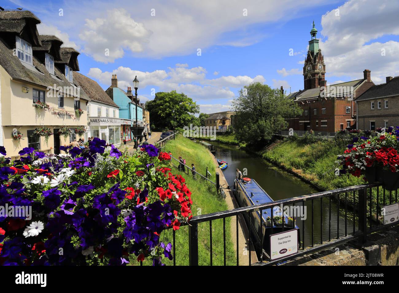 Narrowboats; river Nene; March town; Cambridgeshire; England; UK Stock ...