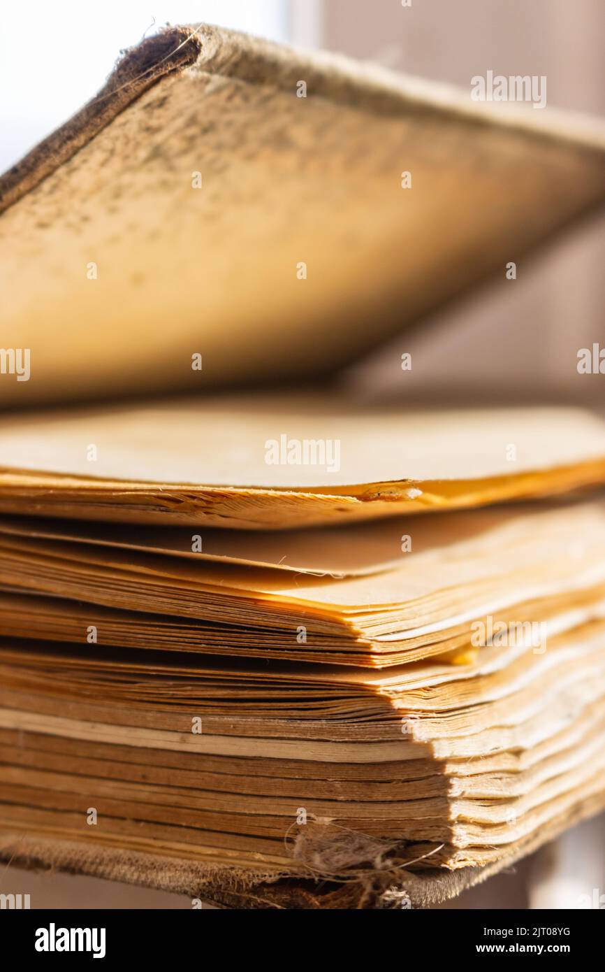 Old weathered book. Education concept. Aged book. Wisdom and knowledge ...