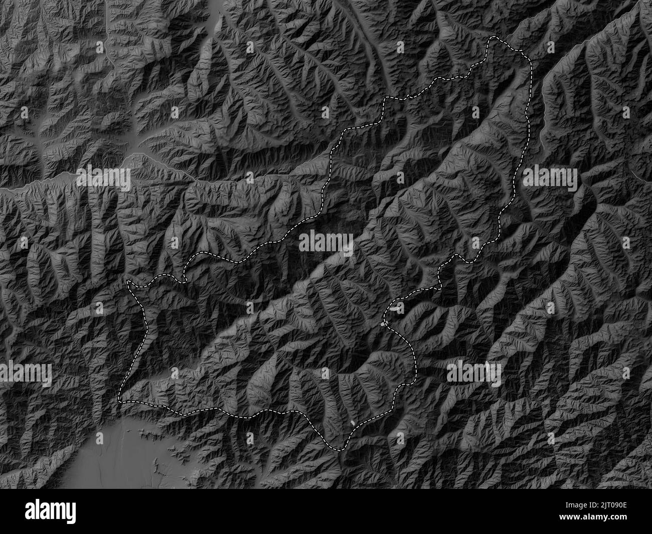 Panjshir, province of Afghanistan. Grayscale elevation map with lakes ...