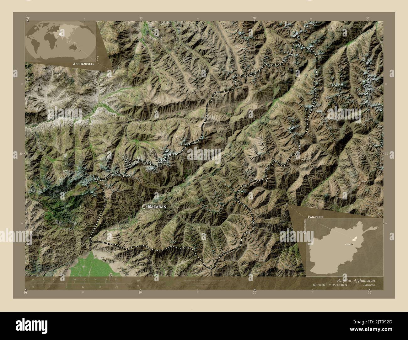 Panjshir, province of Afghanistan. High resolution satellite map ...