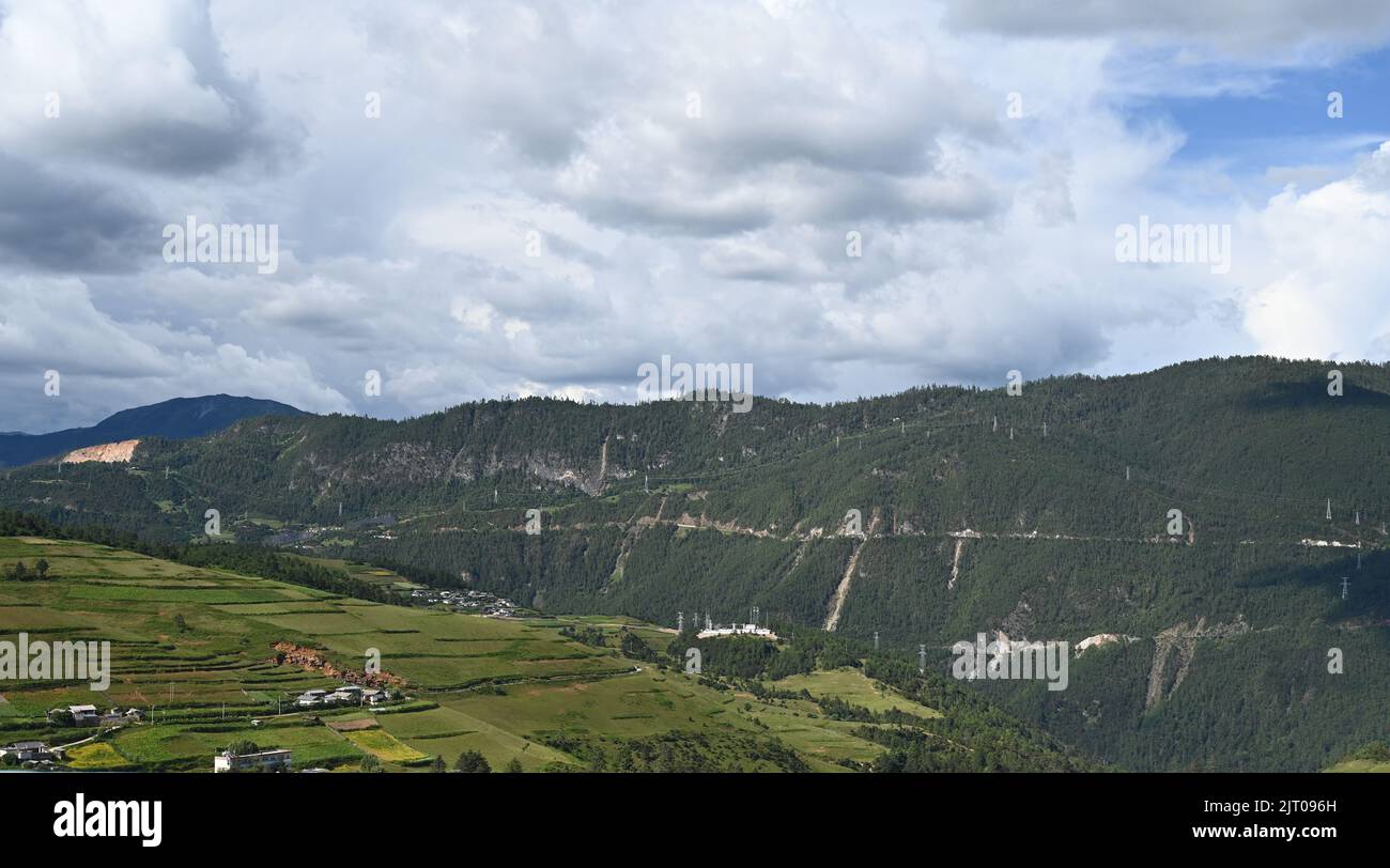 Views from the landscape on the way to Shangri-La in Yunnan province of ...