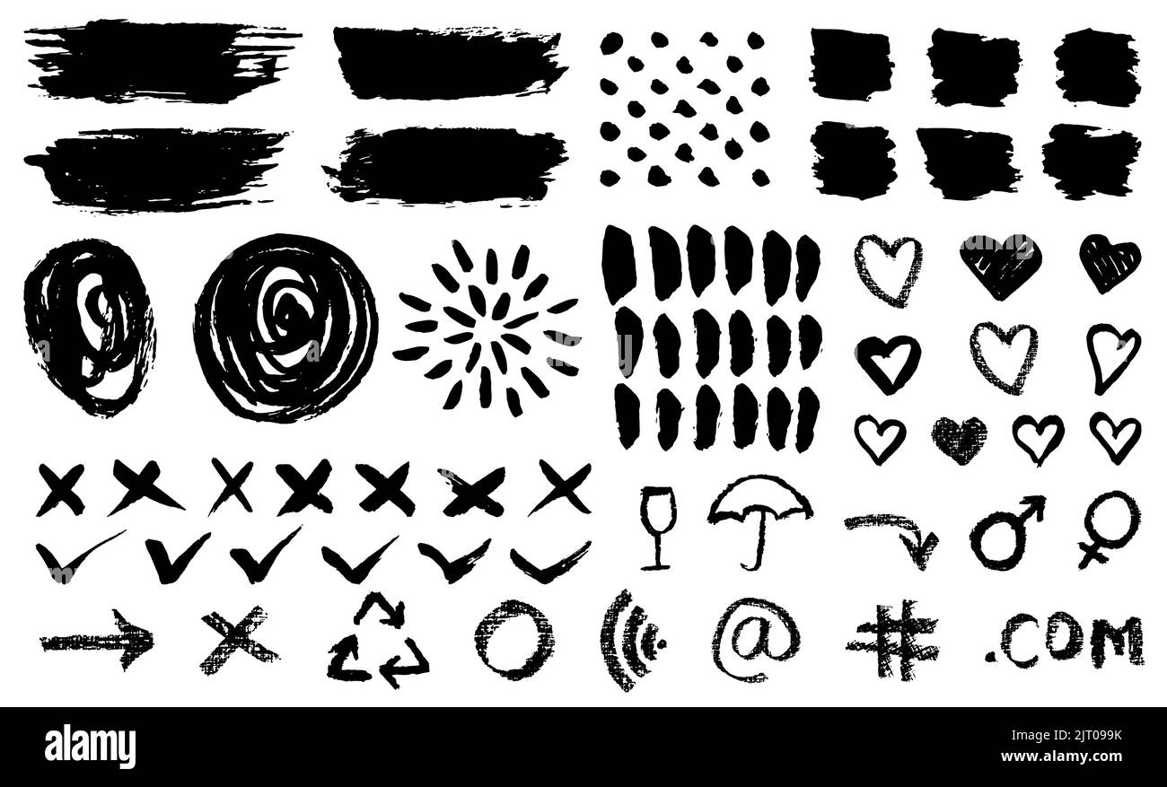 Textured brush strokes, Grunge Design Elements. Textured icons, and ...
