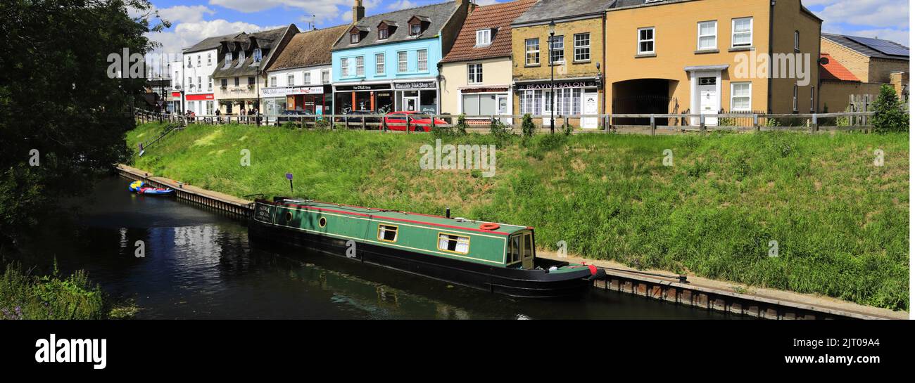 Narrowboats; river Nene; March town; Cambridgeshire; England; UK Stock ...