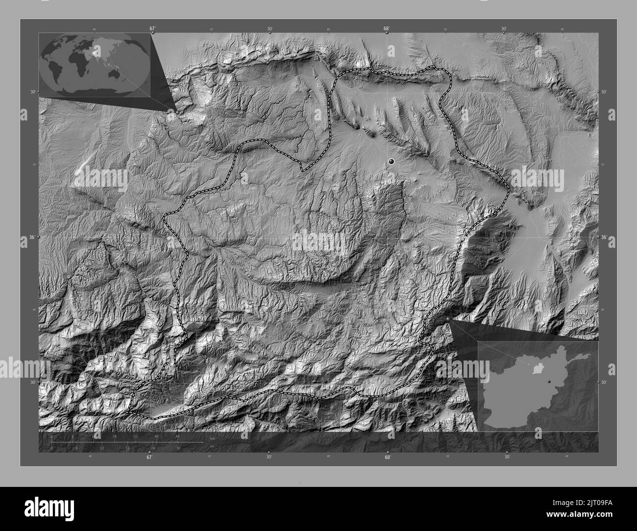 Samangan, province of Afghanistan. Bilevel elevation map with lakes and ...