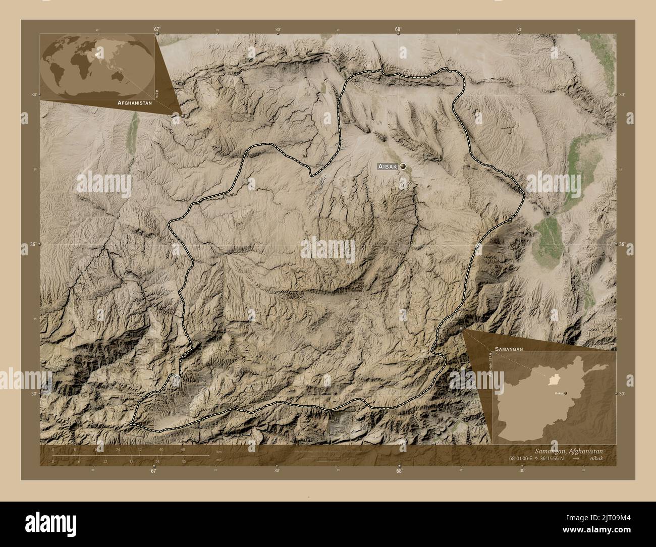Samangan, province of Afghanistan. Low resolution satellite map ...