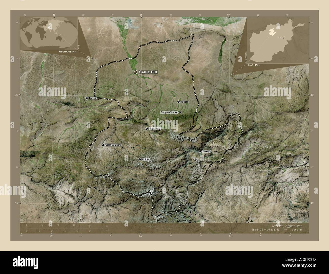 Sari Pul, province of Afghanistan. High resolution satellite map ...