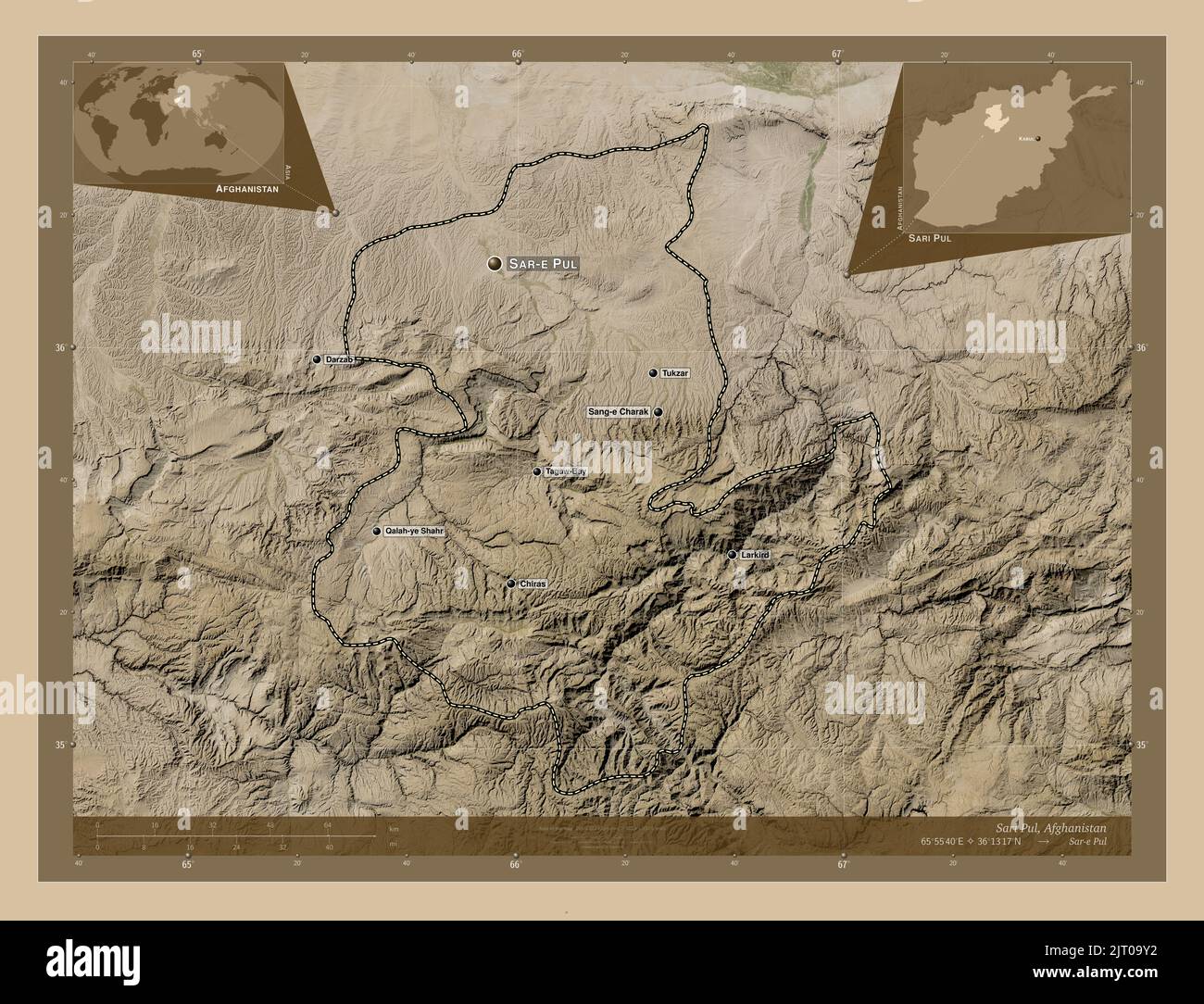 Sari Pul, province of Afghanistan. Low resolution satellite map ...