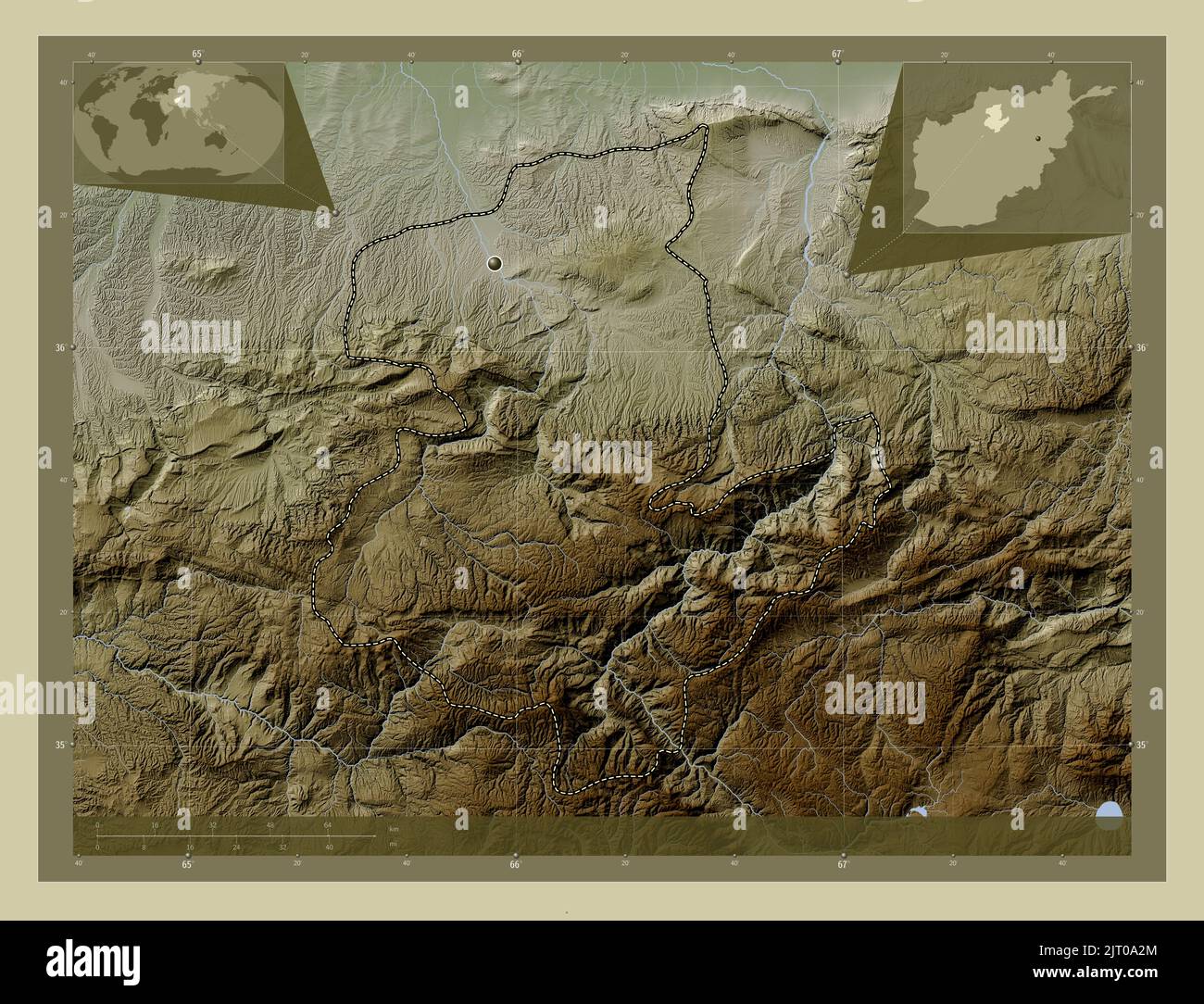 Sari Pul, province of Afghanistan. Elevation map colored in wiki style ...