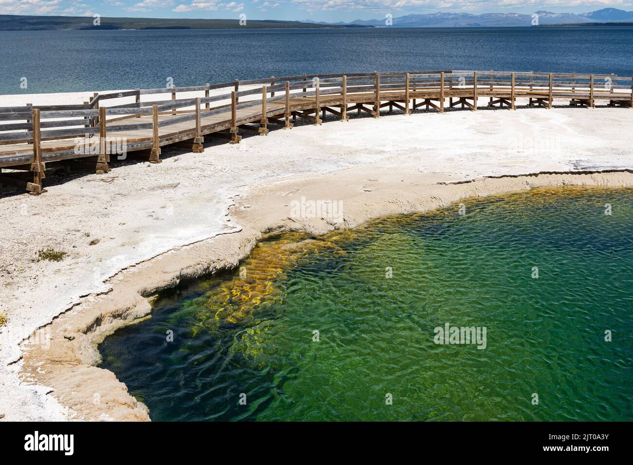 Wooden walkway between Yellowstone Lake and Black Pool, Yellowstone ...