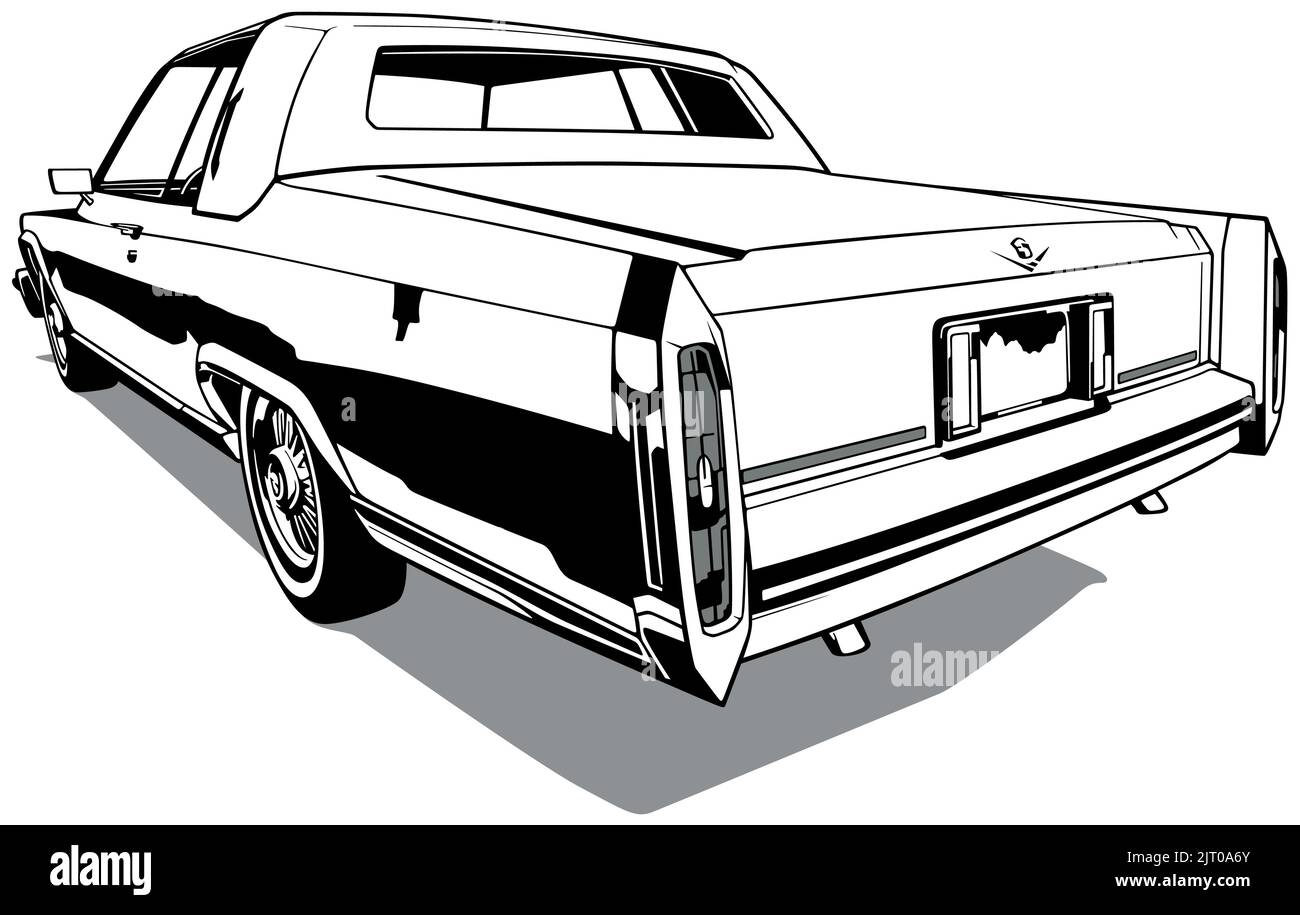 Drawing of a Classic Vintage Car American Limousine Stock Vector Image ...