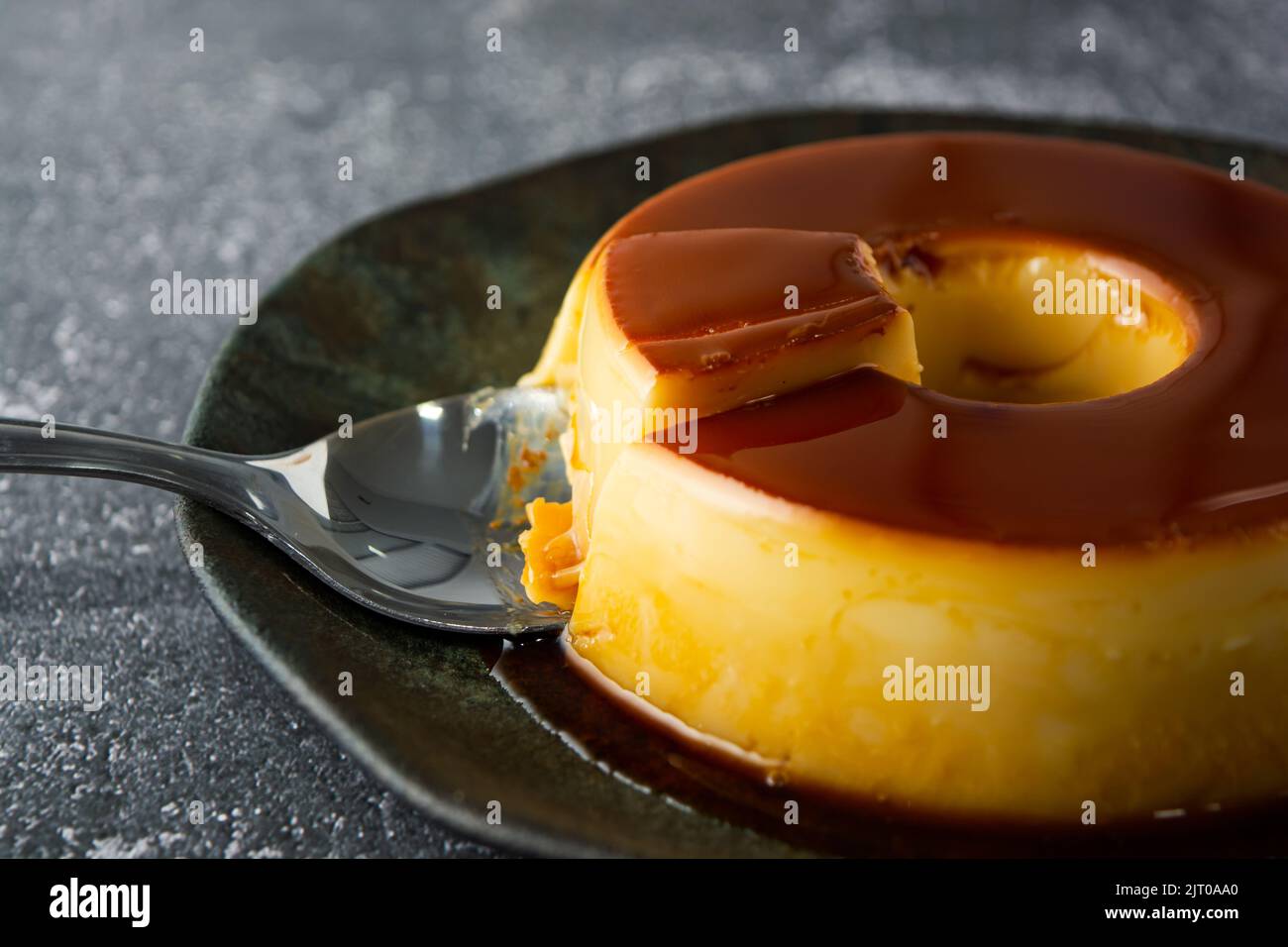 pudim de leite or milk pudding, traditional brazilian dessert with ...