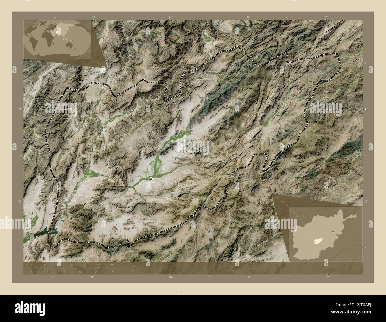 Uruzgan, province of Afghanistan. High resolution satellite map. Corner ...