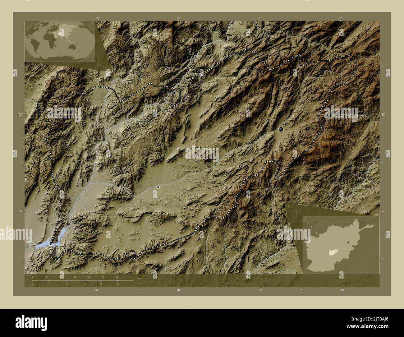 Uruzgan, province of Afghanistan. Elevation map colored in wiki style ...