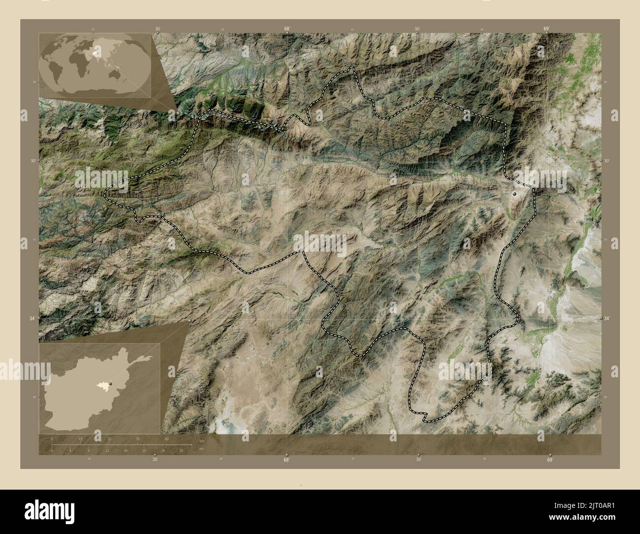 Wardak, province of Afghanistan. High resolution satellite map ...