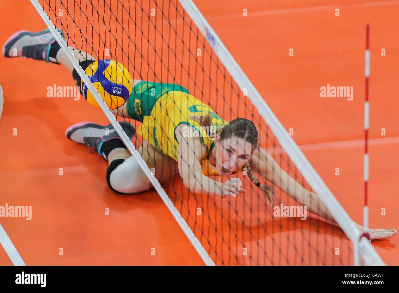 Pasig City, Philippines. 27th Aug, 2022. Kara Inskip of Australia saves ...