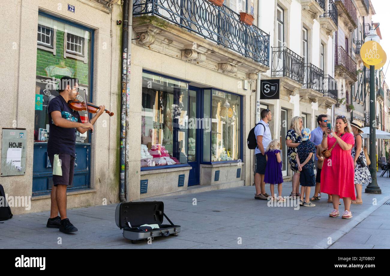 Street Musician In Porto Portugal Stock Photo - Alamy