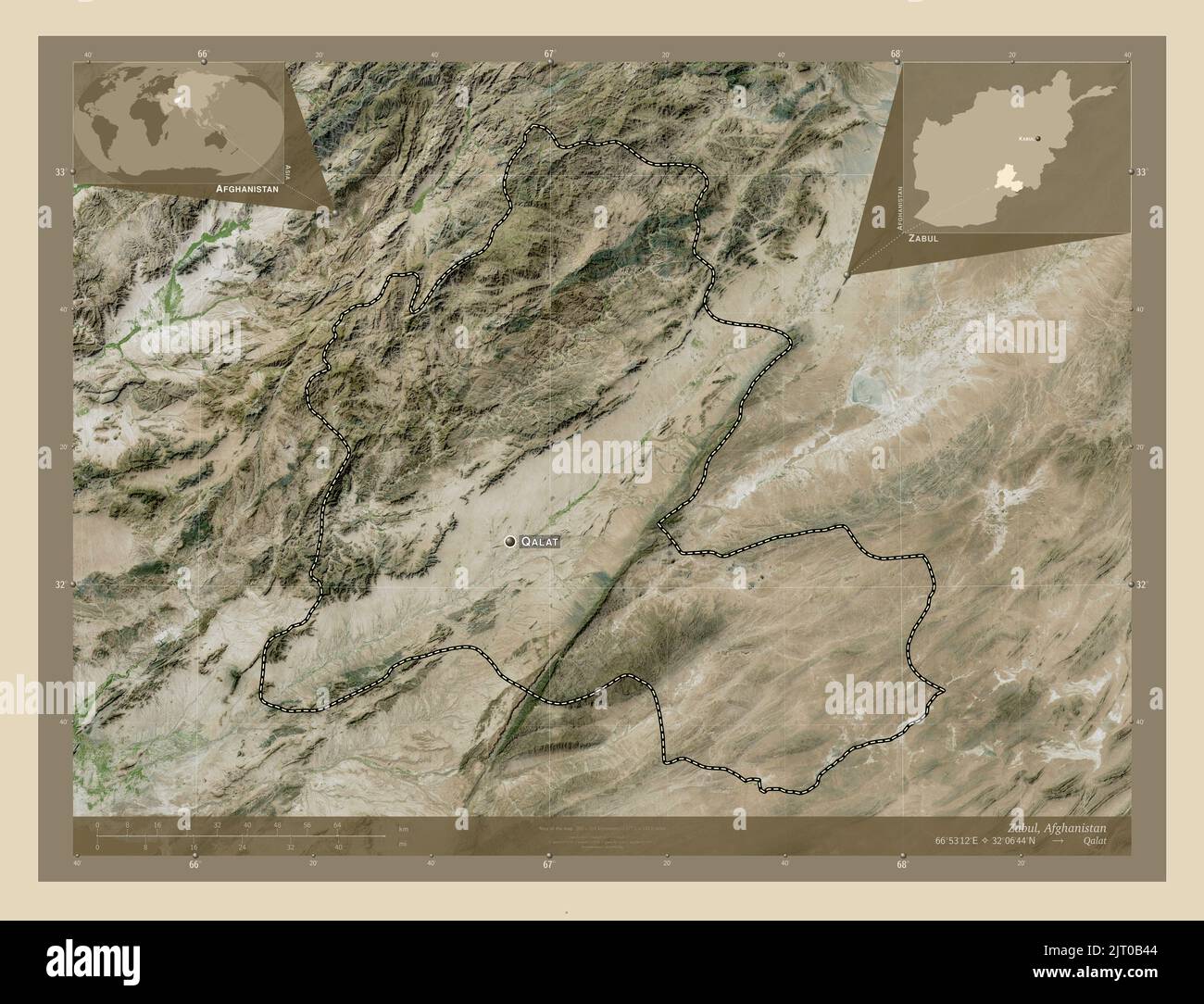 Zabul, province of Afghanistan. High resolution satellite map ...