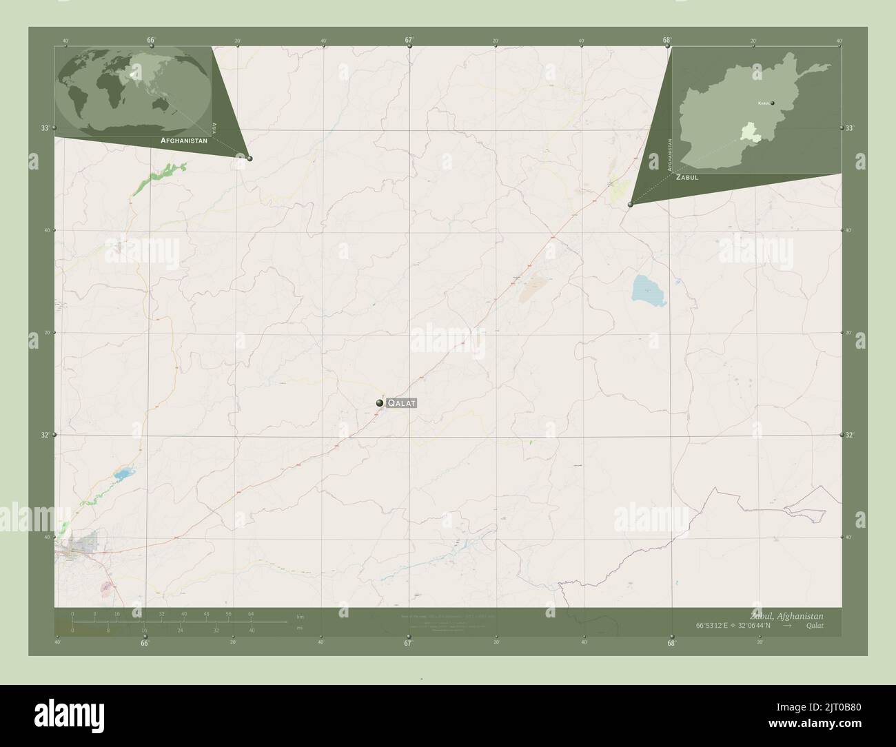 Zabul, province of Afghanistan. Open Street Map. Locations and names of ...