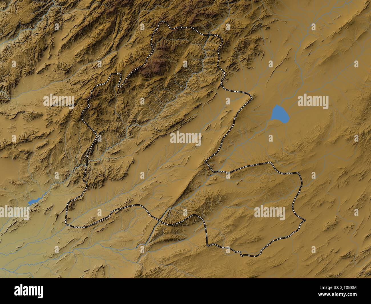 Zabul, province of Afghanistan. Colored elevation map with lakes and ...