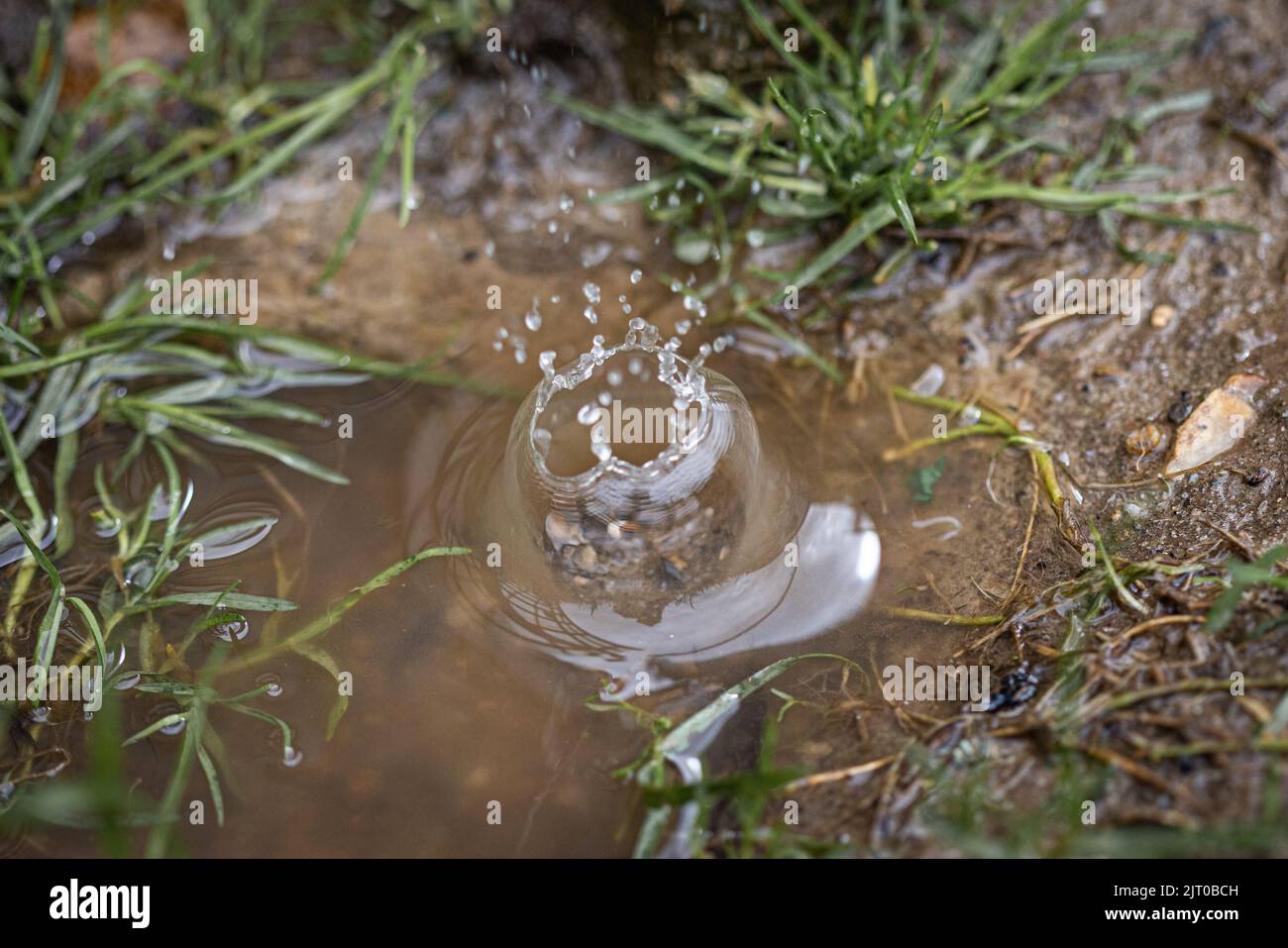 Raindrop splashing ground hi-res stock photography and images - Alamy