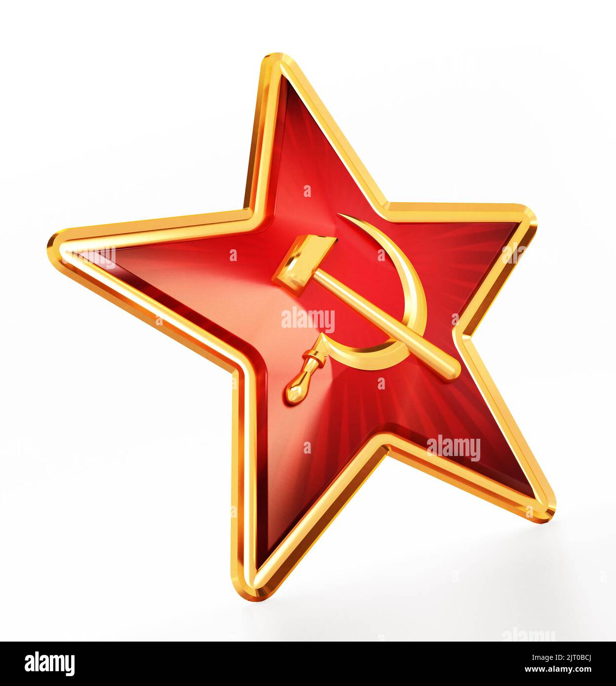 Hammer and sickle communism symbols badge. 3D illustration Stock Photo ...