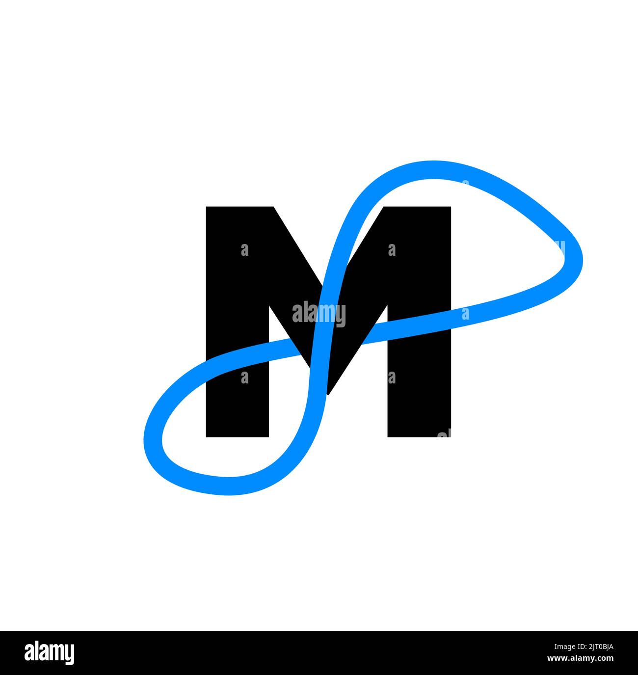 A design of M letter with a blue infinite symbol on white background ...