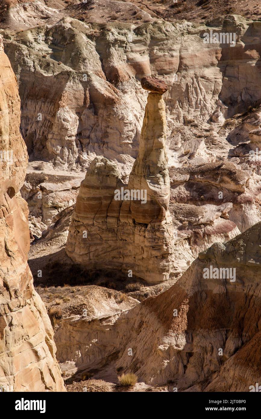 A hoodoo in the Upper White Rocks badlands, Paria Rimrocks, Grand ...