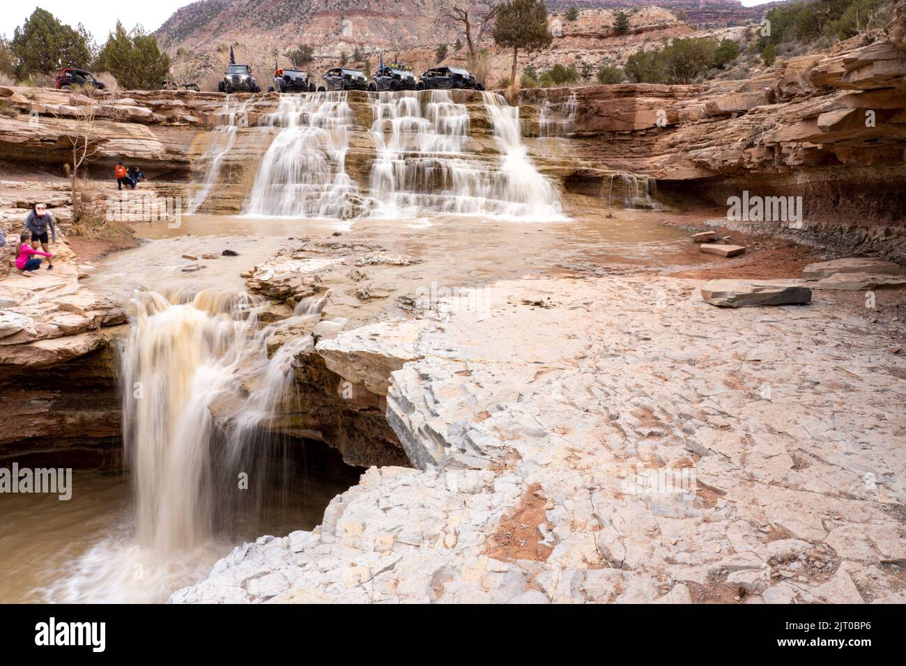 Off-highway vehicles (OHVs) crossing La Verkin Creek above Toquerville ...