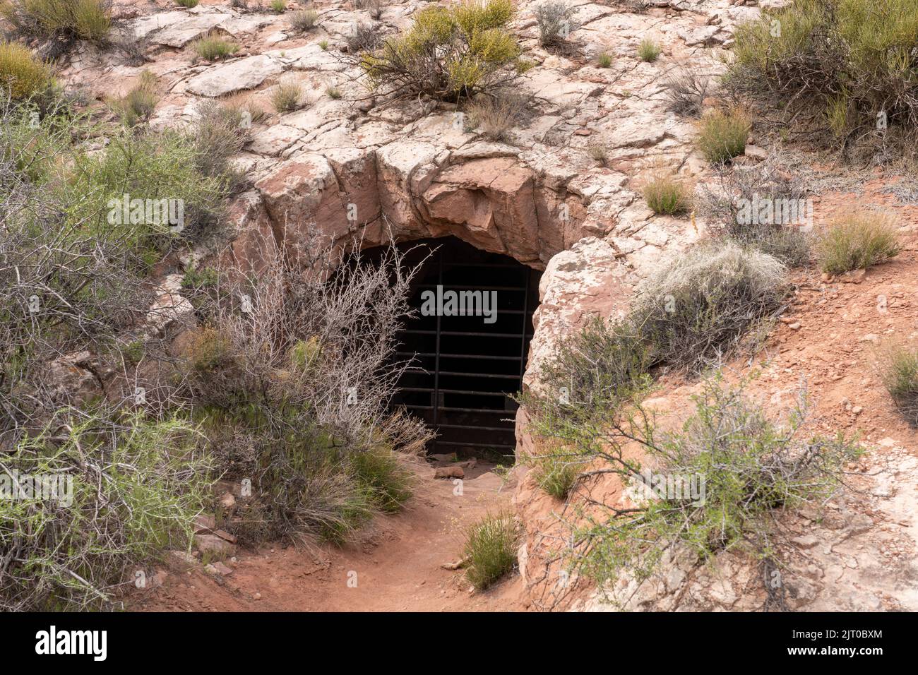 The adit or entrance to an old abandoned silver mine near the site of ...