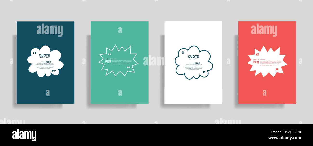 A colorful set of speech quotes bubbles in frames and templates, commas ...