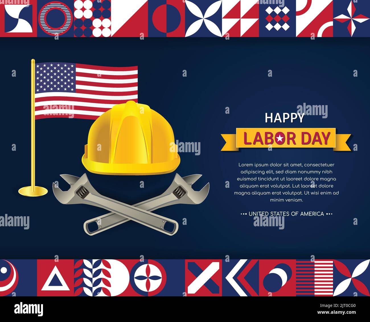 Happy Labor Day USA Neo Geometric Poster Vector Illustration September ...