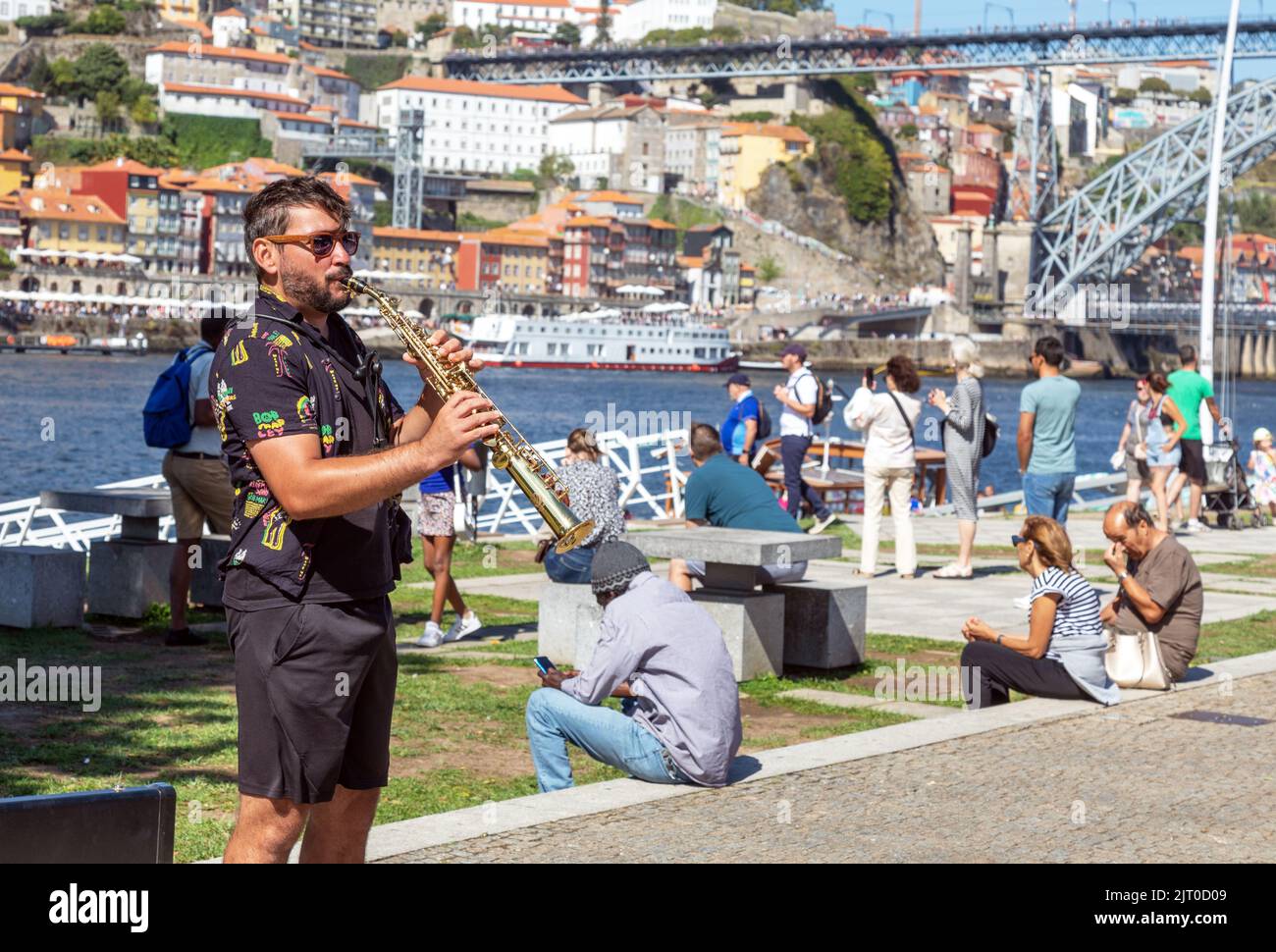 Street Musician In Porto Portugal Stock Photo - Alamy