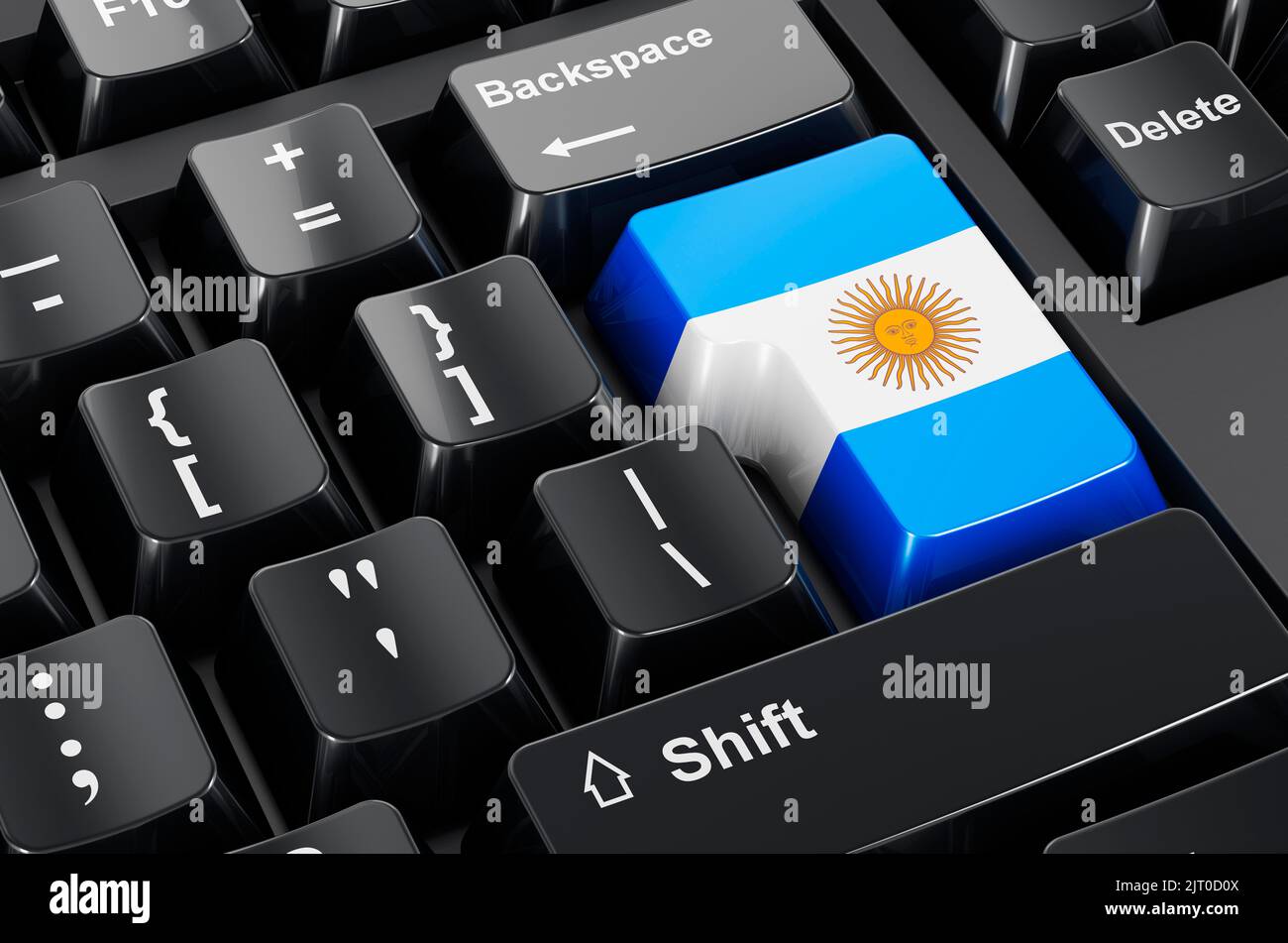 Argentinean flag painted on computer keyboard. Online business ...