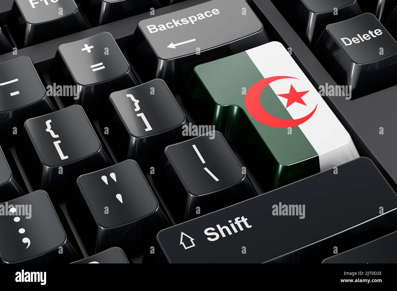 Algerian flag painted on computer keyboard. Online business, education ...